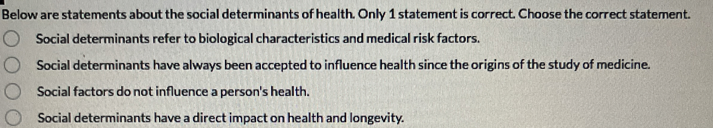Solved Below are statements about the social determinants of | Chegg.com