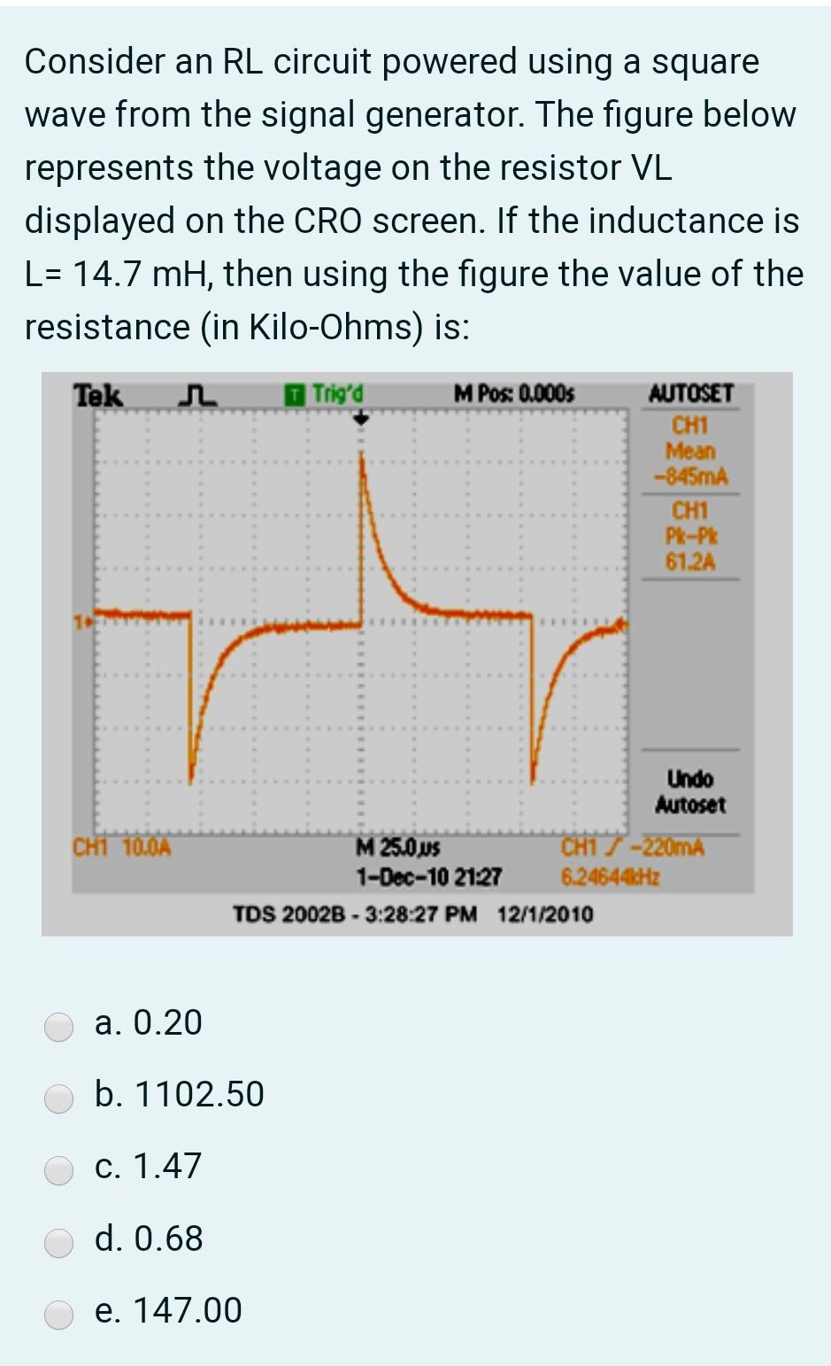 Solved Consider an RL circuit powered using a square wave | Chegg.com
