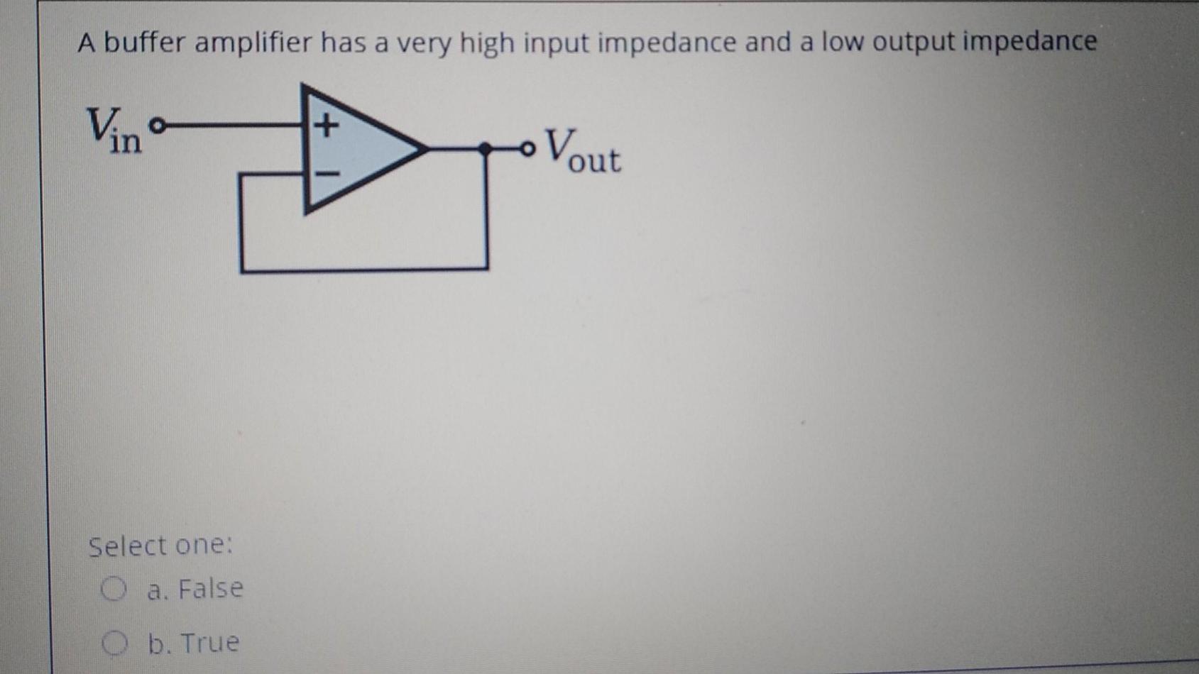 Solved A buffer amplifier has a very high input impedance | Chegg.com