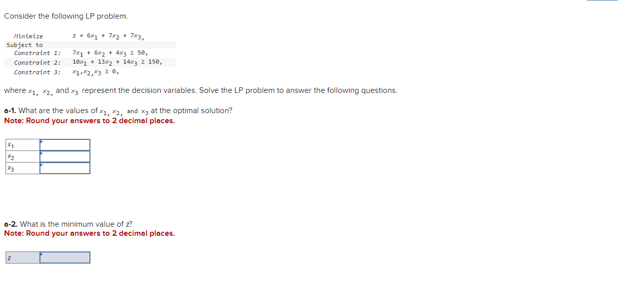 Solved Consider the following LP problem.Minimize z | Chegg.com