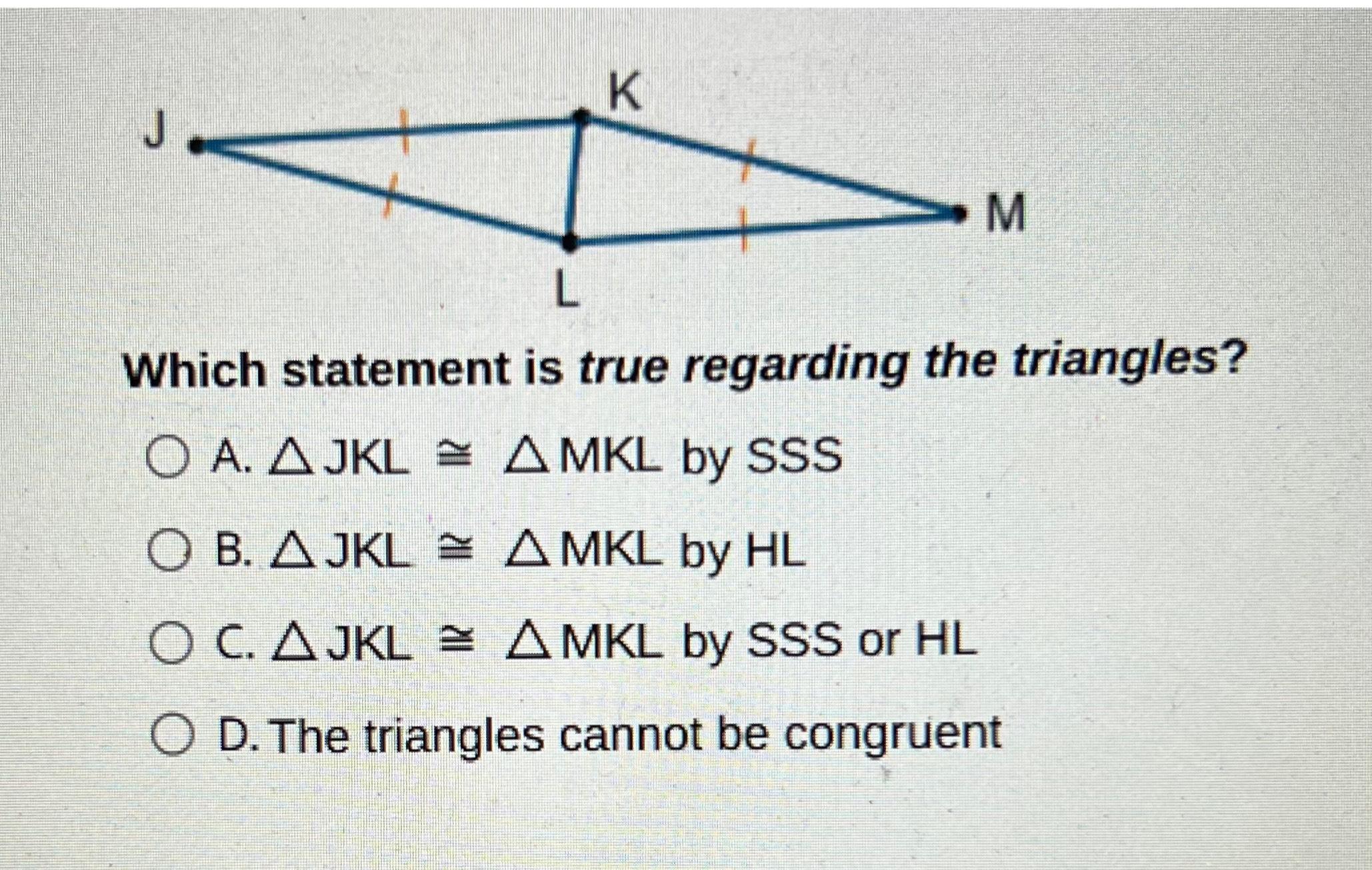 Solved Which statement is true regarding the triangles? | Chegg.com