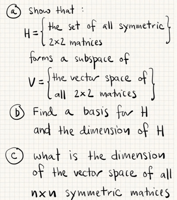 Solved Show that : the set of all symmetric) H-1 2x2 | Chegg.com