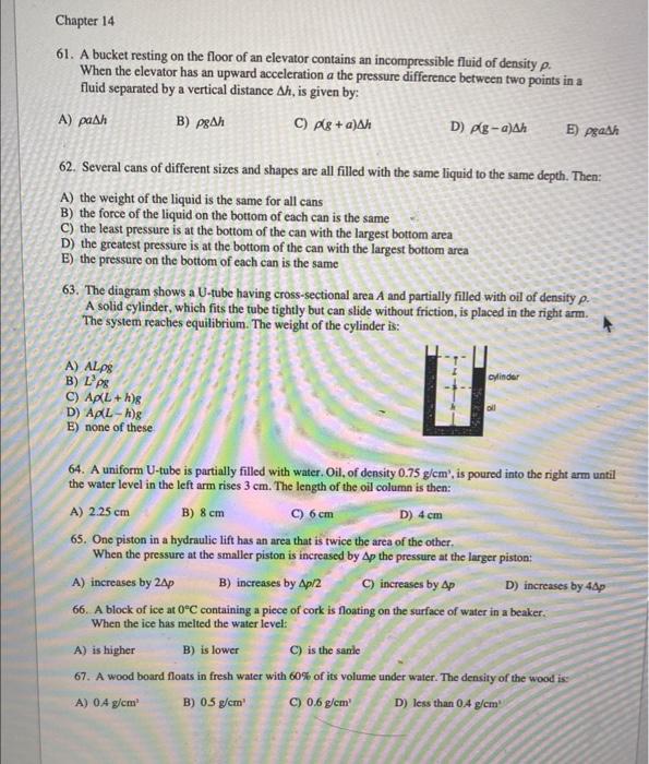 Solved 61. A bucket resting on the floor of an elevator | Chegg.com