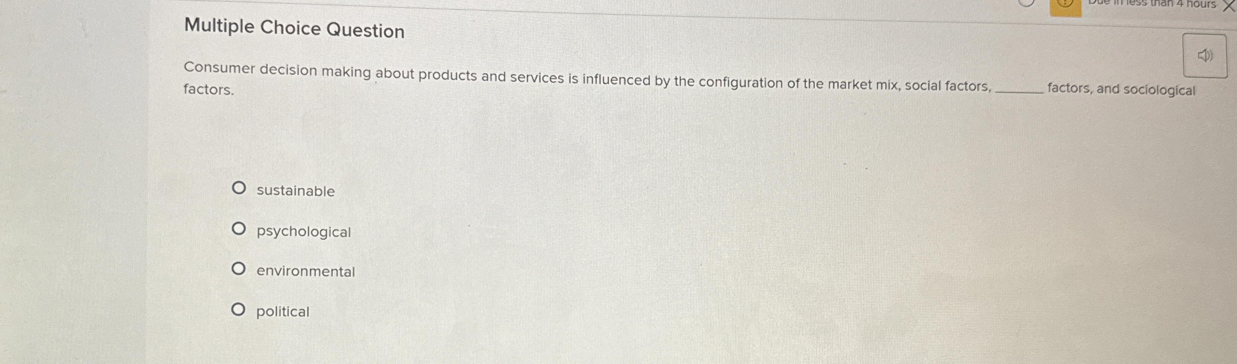 Solved Multiple Choice QuestionConsumer decision making | Chegg.com