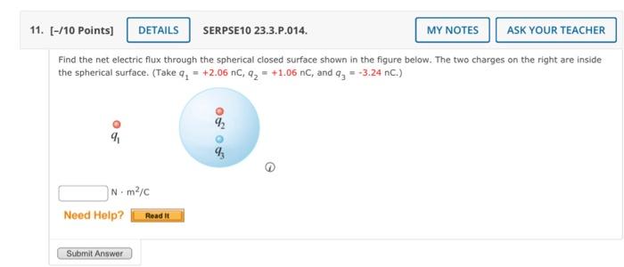 Solved Find the net electric flux through the spherical | Chegg.com