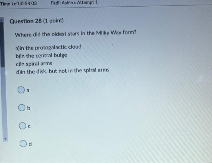 Solved Fadil Ashiru: Attempt 1 Question 28 (1 point) Where | Chegg.com