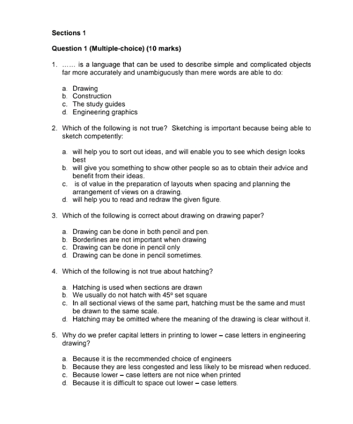 Solved Sections 1Question 1 (Multiple-choice) (10 ﻿marks)q, | Chegg.com