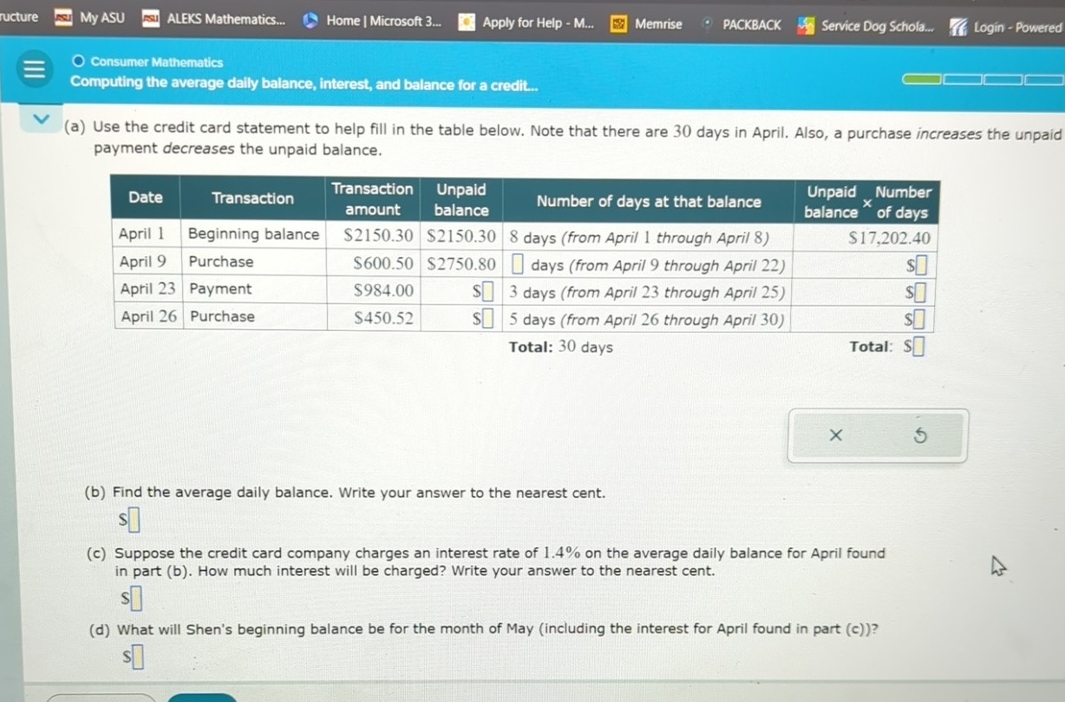 Solved Consumer MathematicsComputing the average dally | Chegg.com