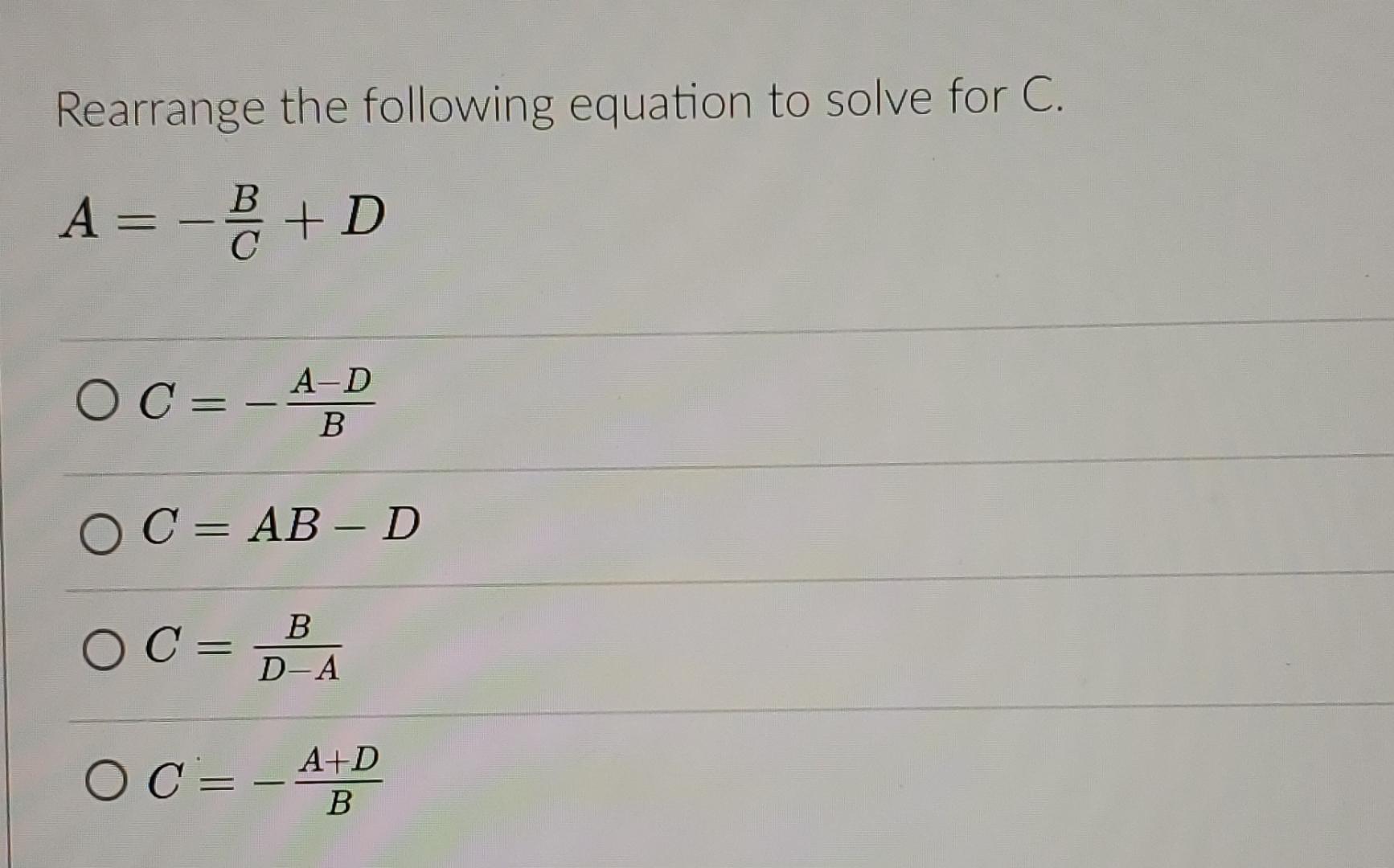 Solved Rearrange the following equation to solve for | Chegg.com