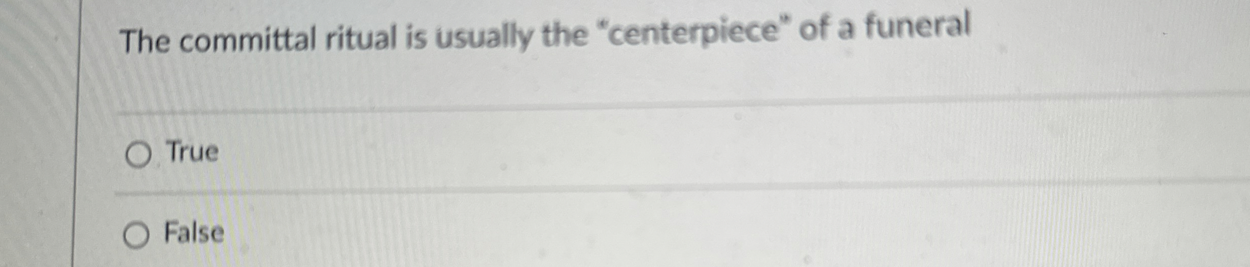 Solved The committal ritual is usually the "centerpiece" of | Chegg.com