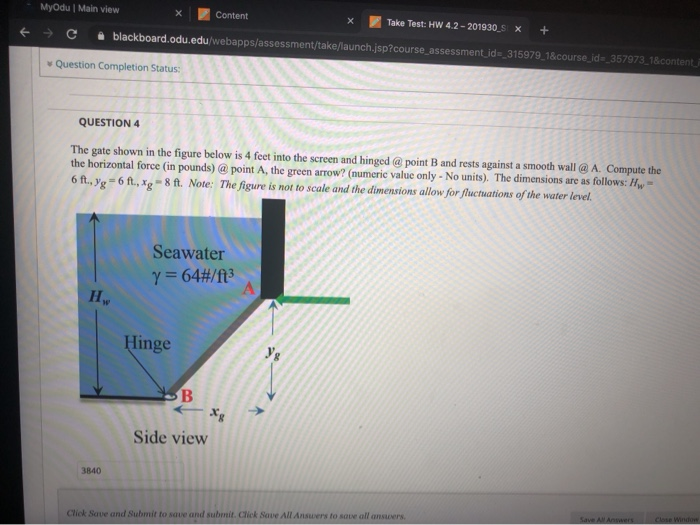 Solved MyOdu Main view Content X Take Test: HW 4.2-201930 SX | Chegg.com