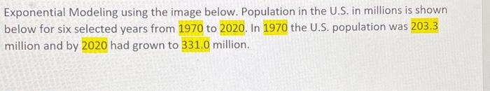 Solved Exponential Modeling using the image below. | Chegg.com