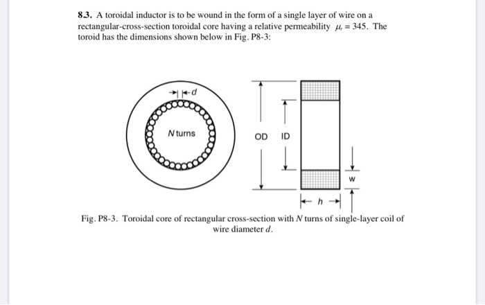 Solved 8.3. A toroidal inductor is to be wound in the form | Chegg.com