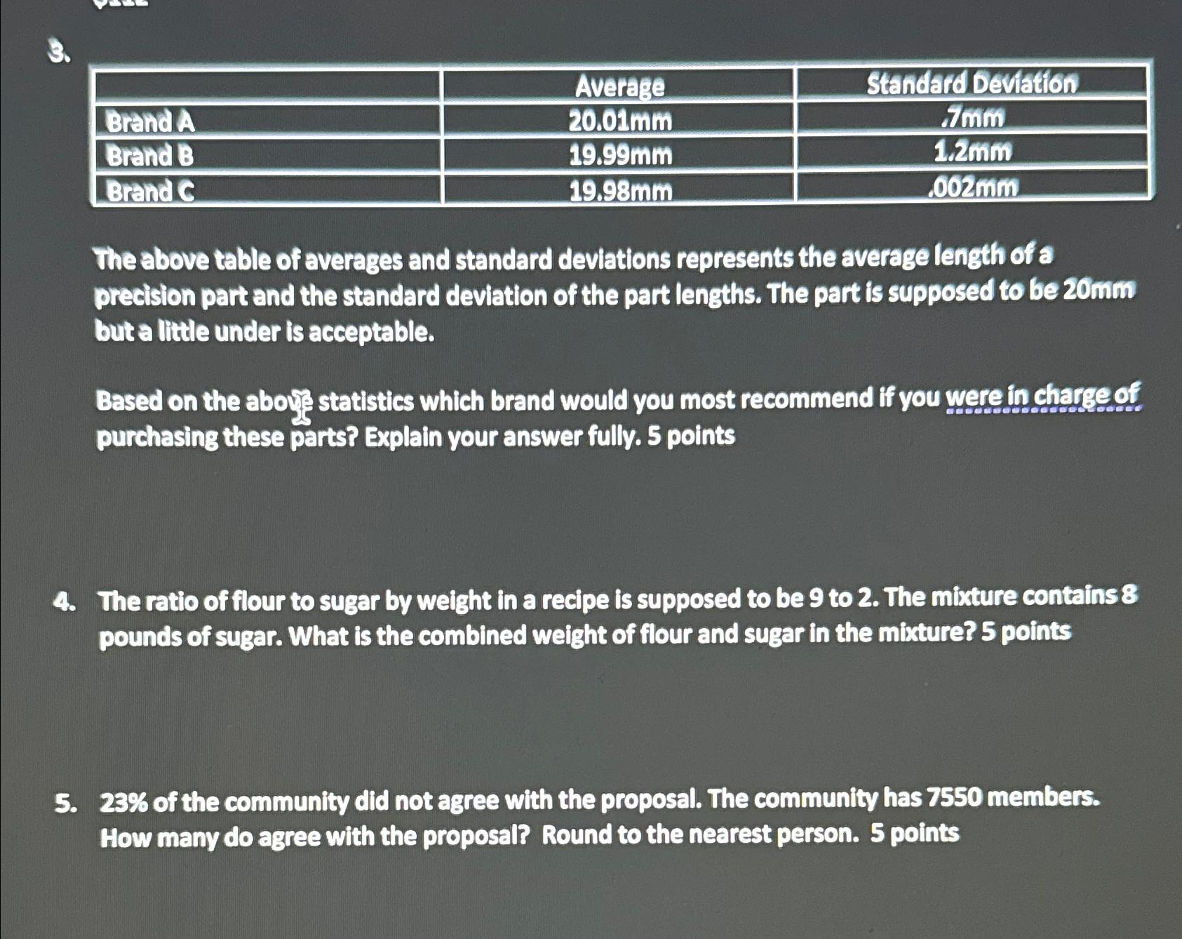 Solved \table[[,Average,Standard | Chegg.com