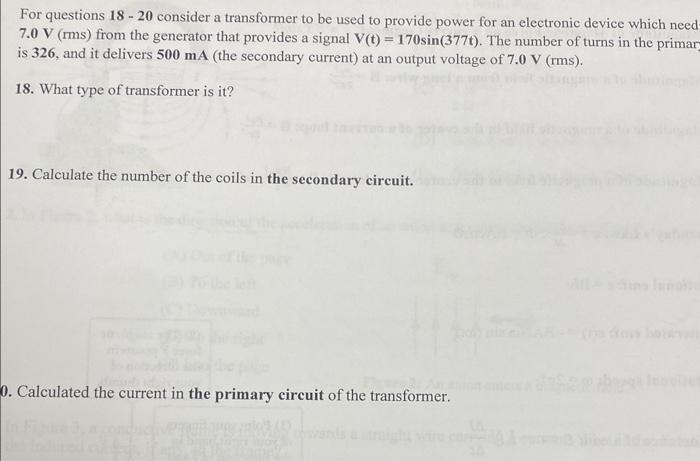 Solved For questions 18 - 20 consider a transformer to be | Chegg.com