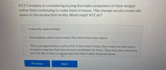 Solved XYZ Company is considering buying the main component | Chegg.com