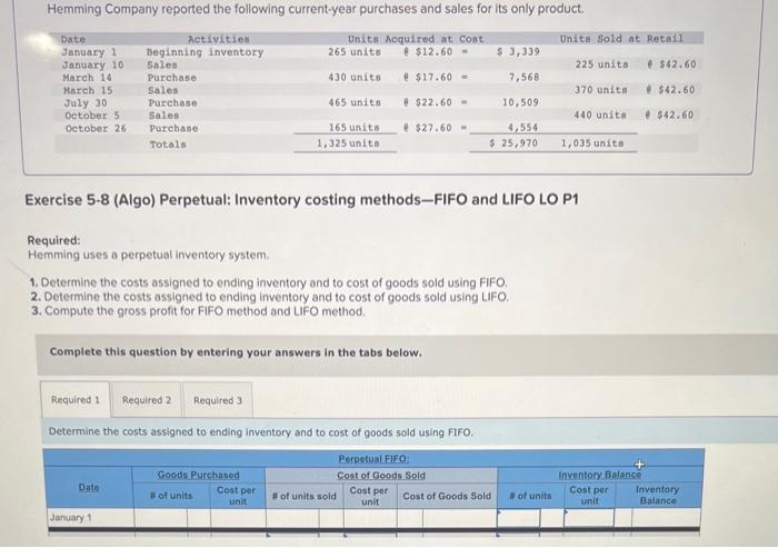 Solved Exercise 5-8 (Algo) Perpetual: Inventory costing | Chegg.com Solved Exercise 5-8 (Algo) Perpetual: Inventory costing | Chegg.com