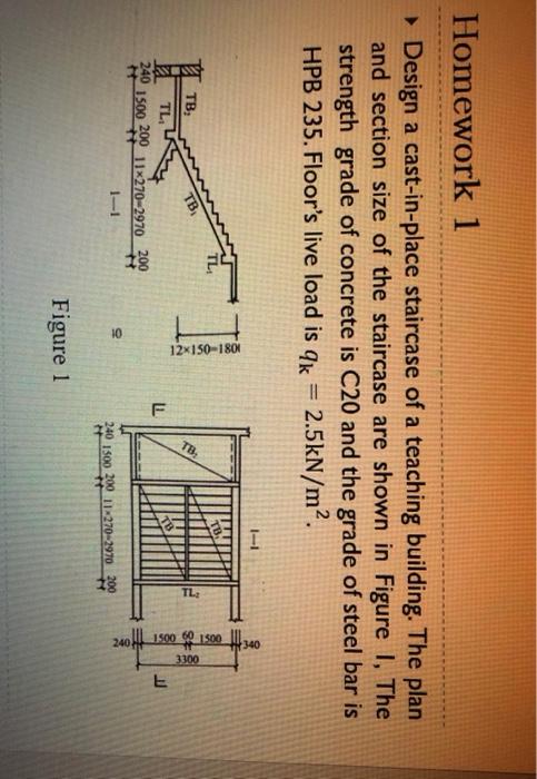 Solved Homework 1 Design a cast-in-place staircase of a | Chegg.com