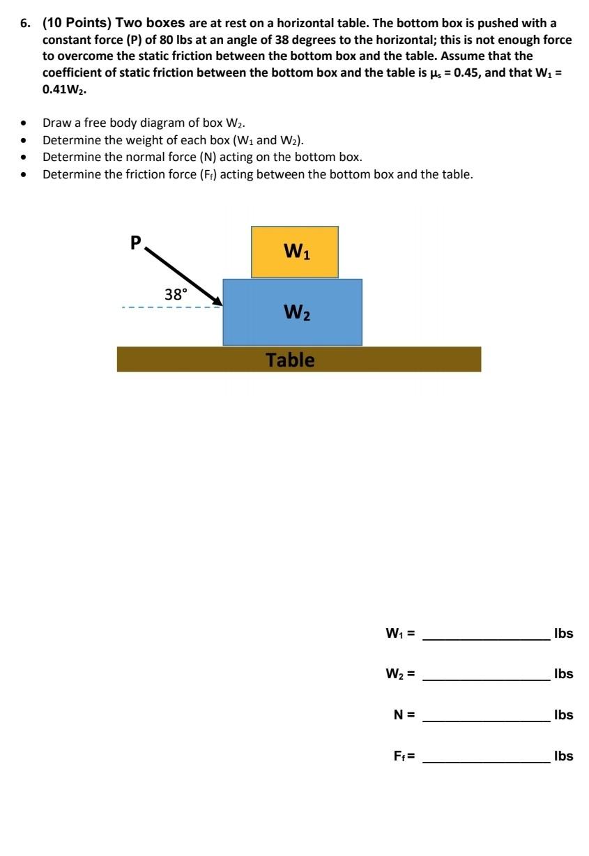 Solved 6. (10 Points) Two boxes are at rest on a horizontal | Chegg.com