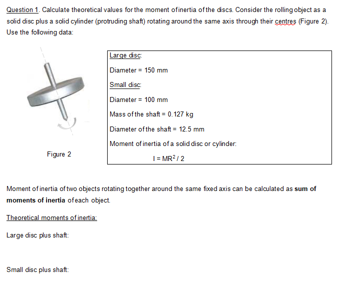 Question 1. ﻿Calculate theoretical values for the | Chegg.com