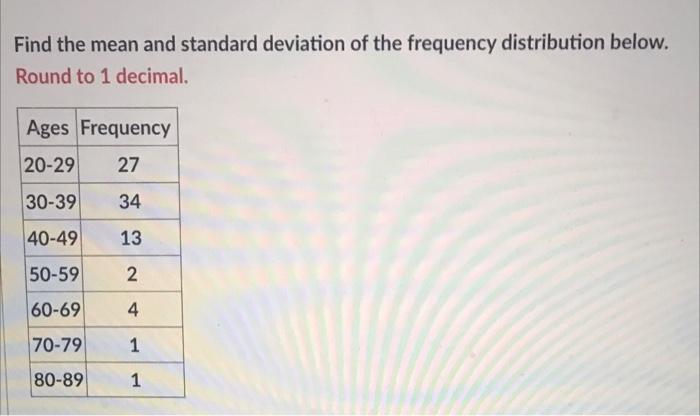 Solved Find the mean and standard deviation of the frequency | Chegg.com