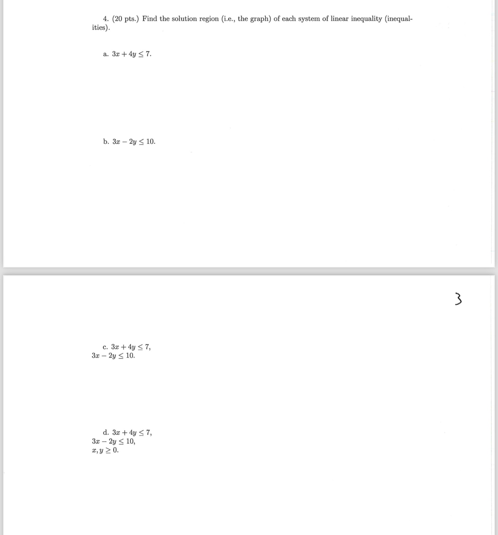 Solved (20 ﻿pts.) ﻿Find the solution region (i.e., ﻿the | Chegg.com