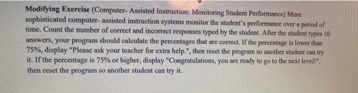 Modifying Exercise (Computer-Assisted Instruction: | Chegg.com