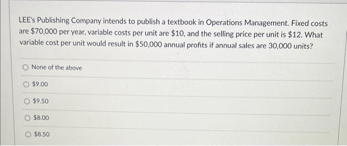 Solved LEE's Publishing Company intends to publish a | Chegg.com