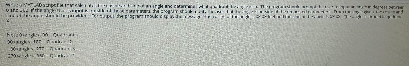 Solved Write A Matlab Script File That Calculates The Cosine 