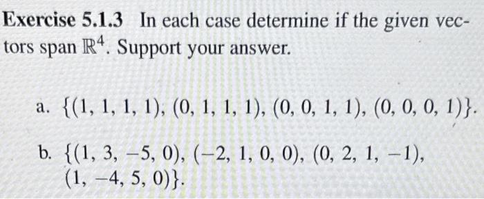Solved Exercise 5.1.3 In each case determine if the given | Chegg.com