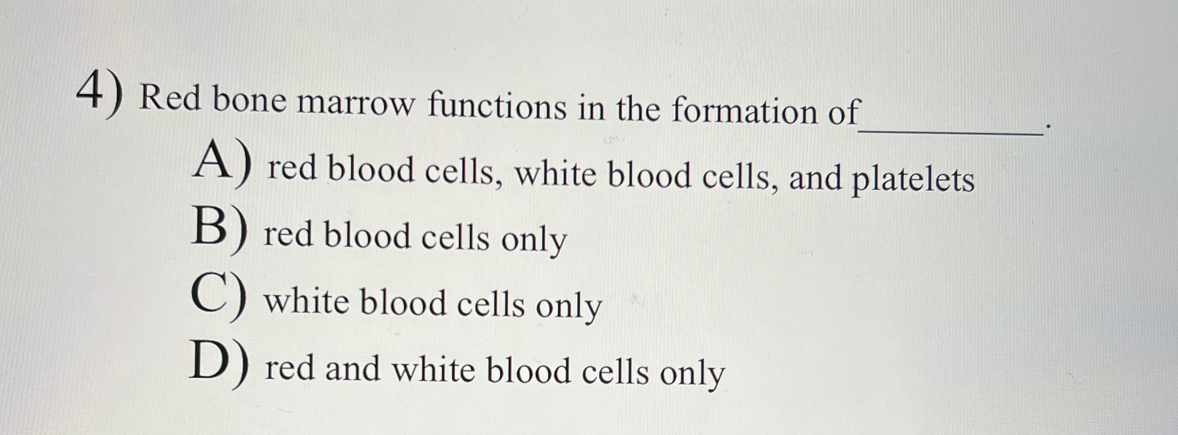 Solved Red bone marrow functions in the formation of q,A) | Chegg.com