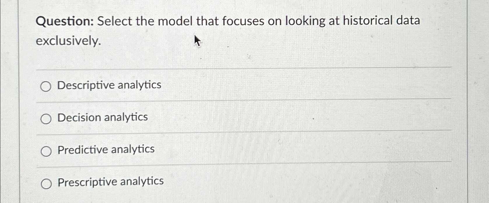 Solved Question: Select the model that focuses on looking at | Chegg.com