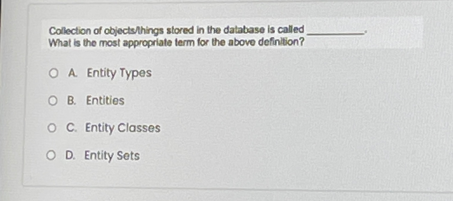Solved Collection of objectshings stored in the database is | Chegg.com