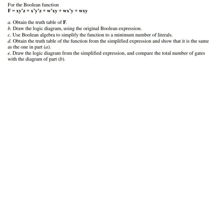 Solved For The Boolean Function F Xyz Xyz Wxy 7567