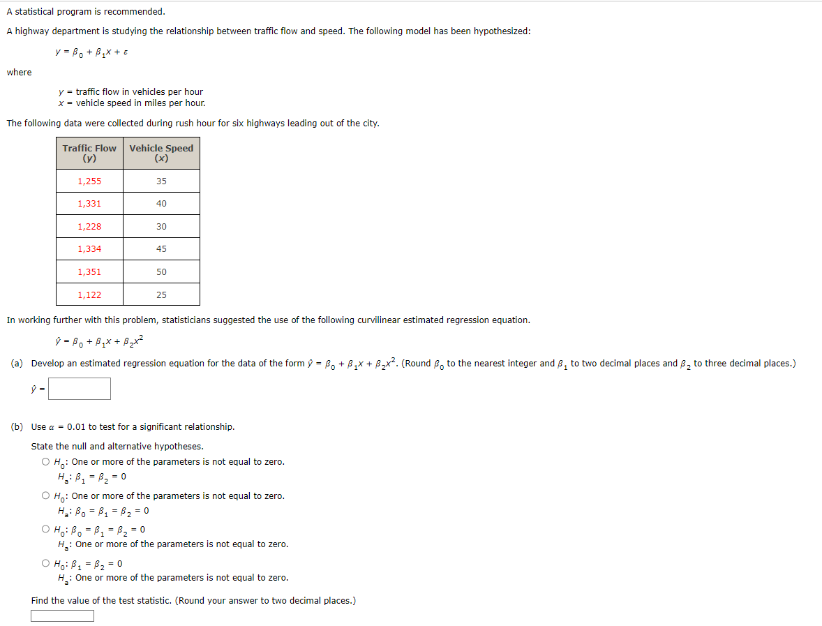 Solved A statistical program is recommended.A highway | Chegg.com
