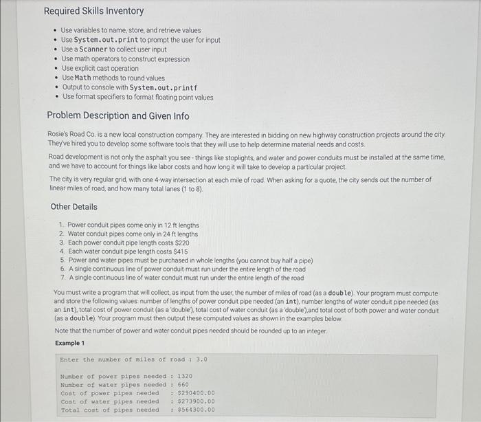 Solved Required Skills Inventory - Use variables to name, | Chegg.com