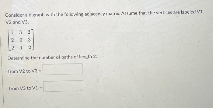 Solved Consider a digraph with the following adjacency | Chegg.com