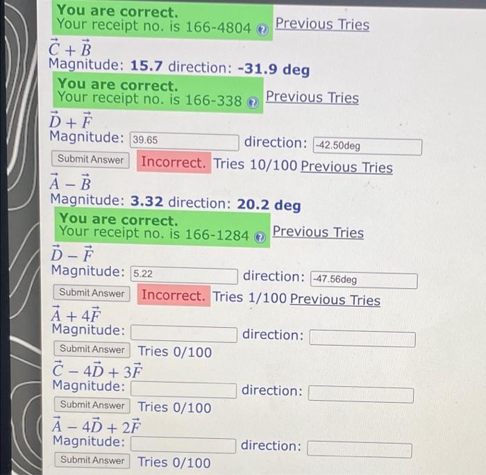 Solved 2.28 - Scalars and Vectors Points: 80 For the vectors | Chegg.com