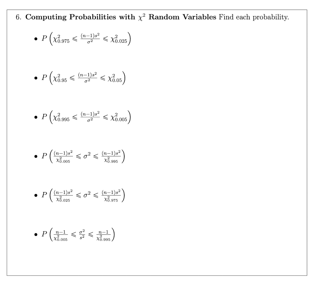 Solved Computing Probabilities with χ2 ﻿Random Variables | Chegg.com
