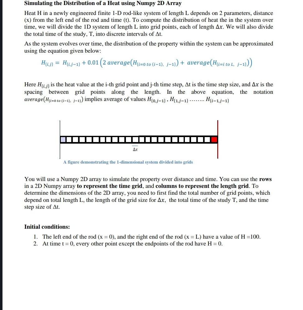 Solved write a code using python version 3.9 using 1D and | Chegg.com