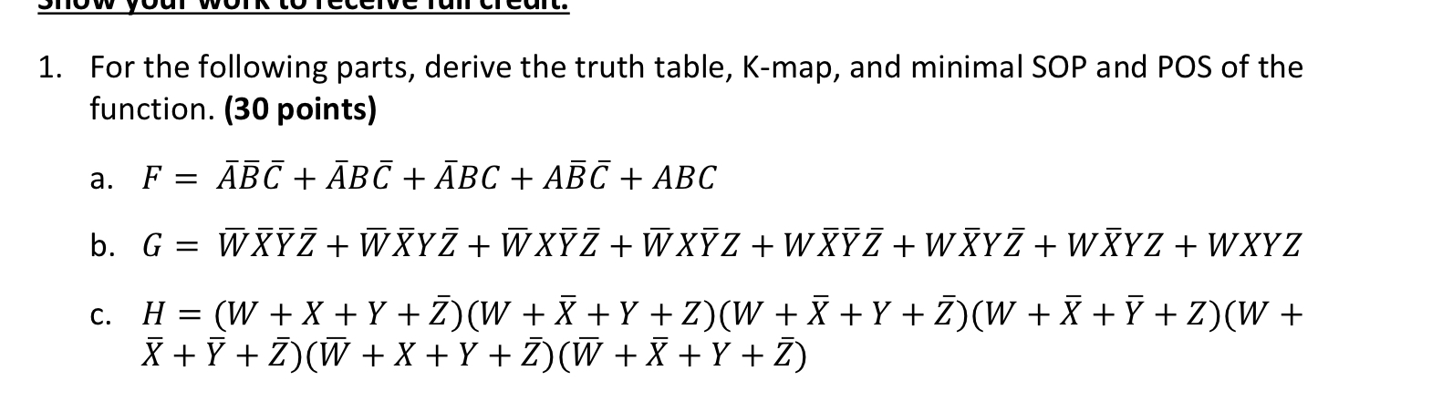 For the following parts, derive the truth table, | Chegg.com