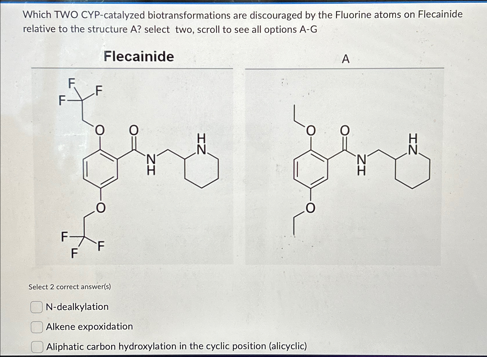 Solved Which TWO CYP-catalyzed biotransformations are | Chegg.com