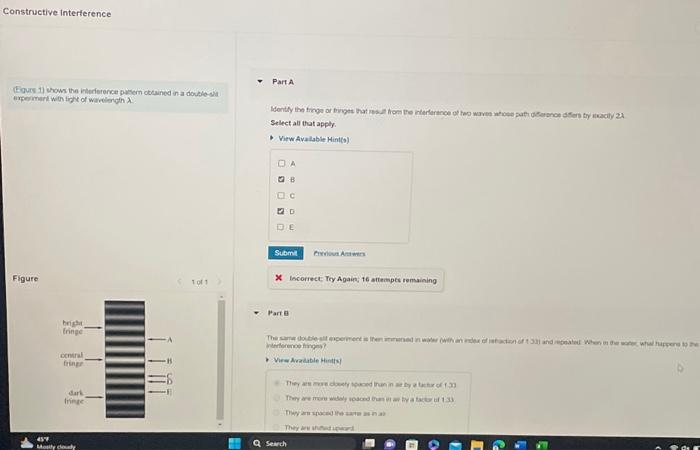 Solved Constructive interference - Parta (Fours 11 unom the | Chegg.com
