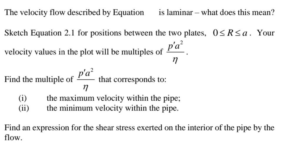 The velocity flow described by Equation Sketch | Chegg.com