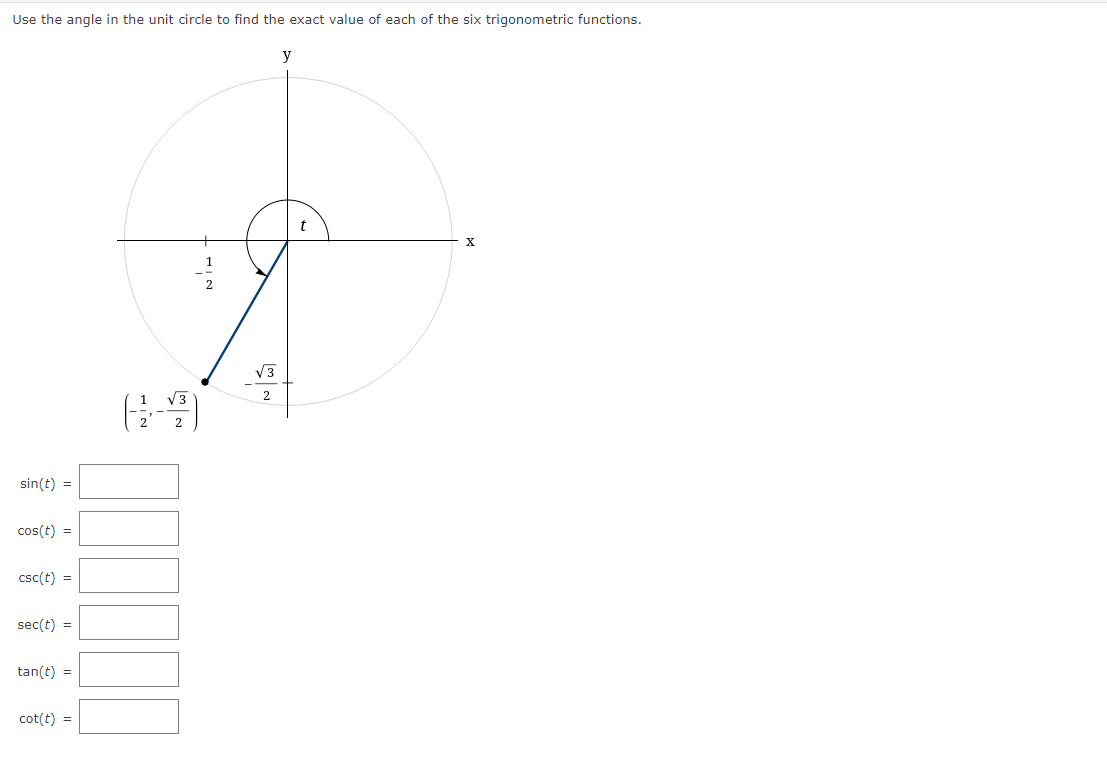 Solved Use the angle in the unit circle to find the exact | Chegg.com