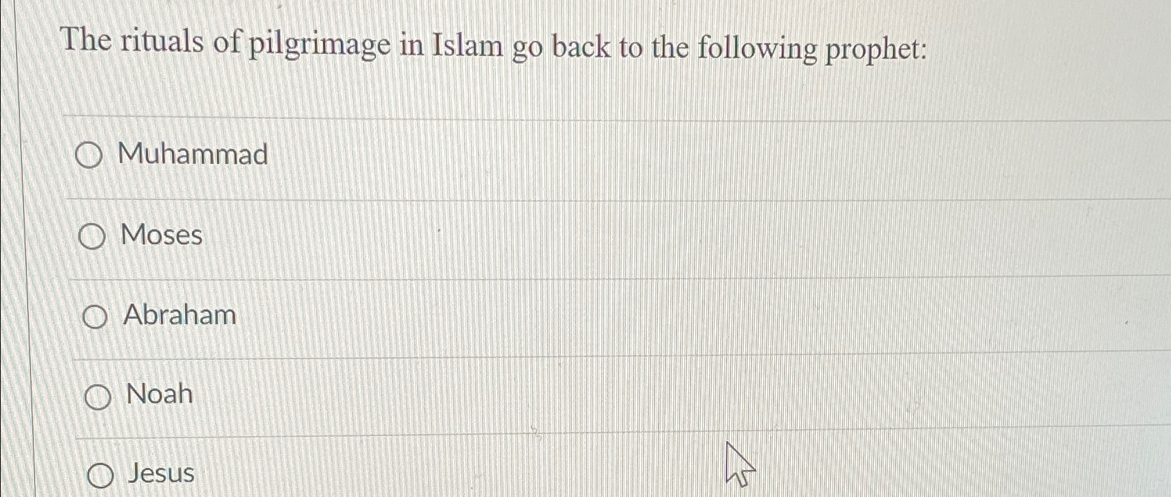 Solved The rituals of pilgrimage in Islam go back to the | Chegg.com