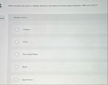 Solved 7What country has seen a relative decline in its | Chegg.com