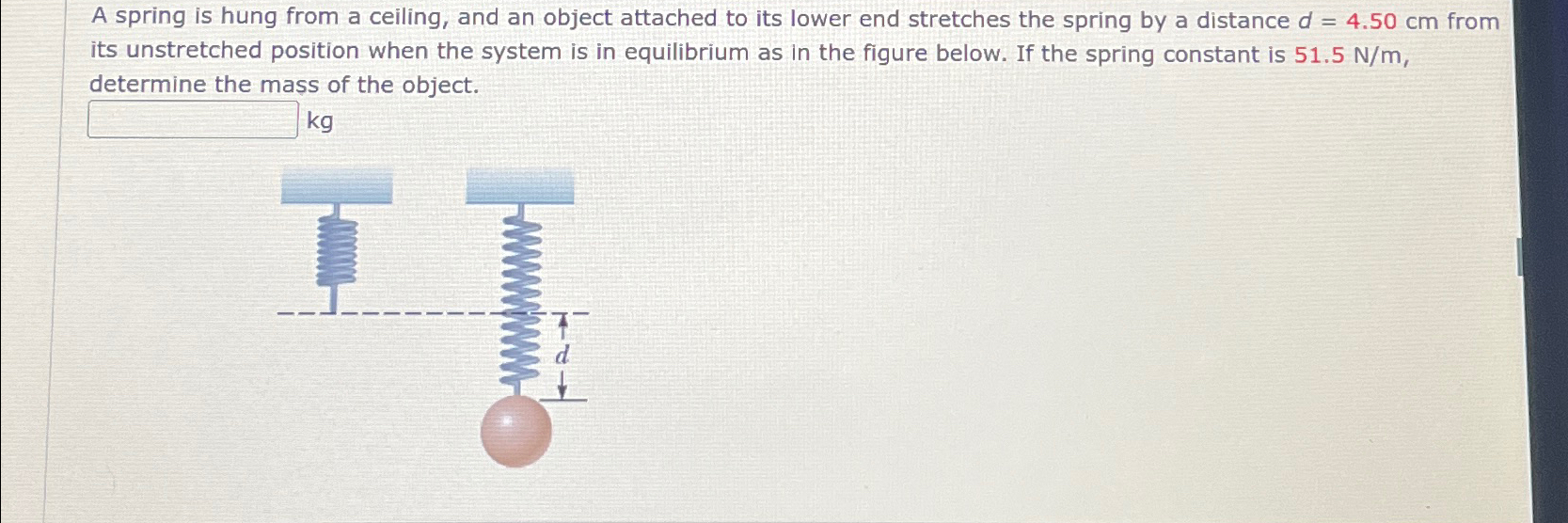 Solved A spring is hung from a ceiling, and an object | Chegg.com