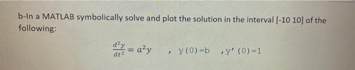 Solved b-In a MATLAB symbolically solve and plot the | Chegg.com