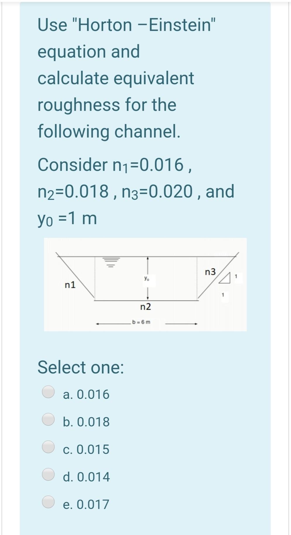 Solved Use "Horton -Einstein" equation and calculate | Chegg.com